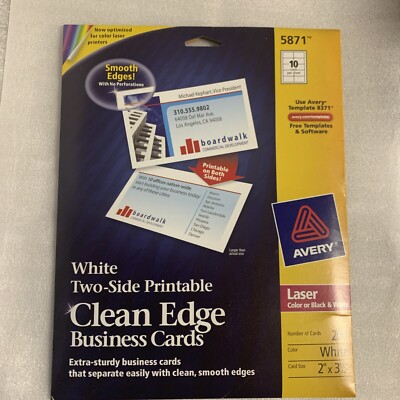 Avery 2 Sided Business Cards Clean Edge 2 x 3.5 White Laser 200Pk 5871 ...