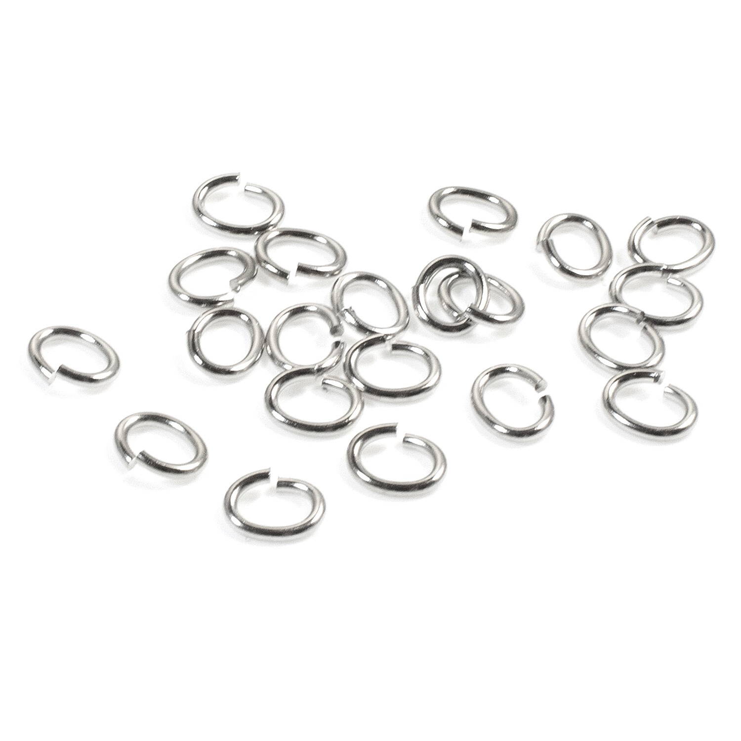 50 Silver Medium Oval Jump Rings, TierraCast White Bronze Plate 5x6mm ...