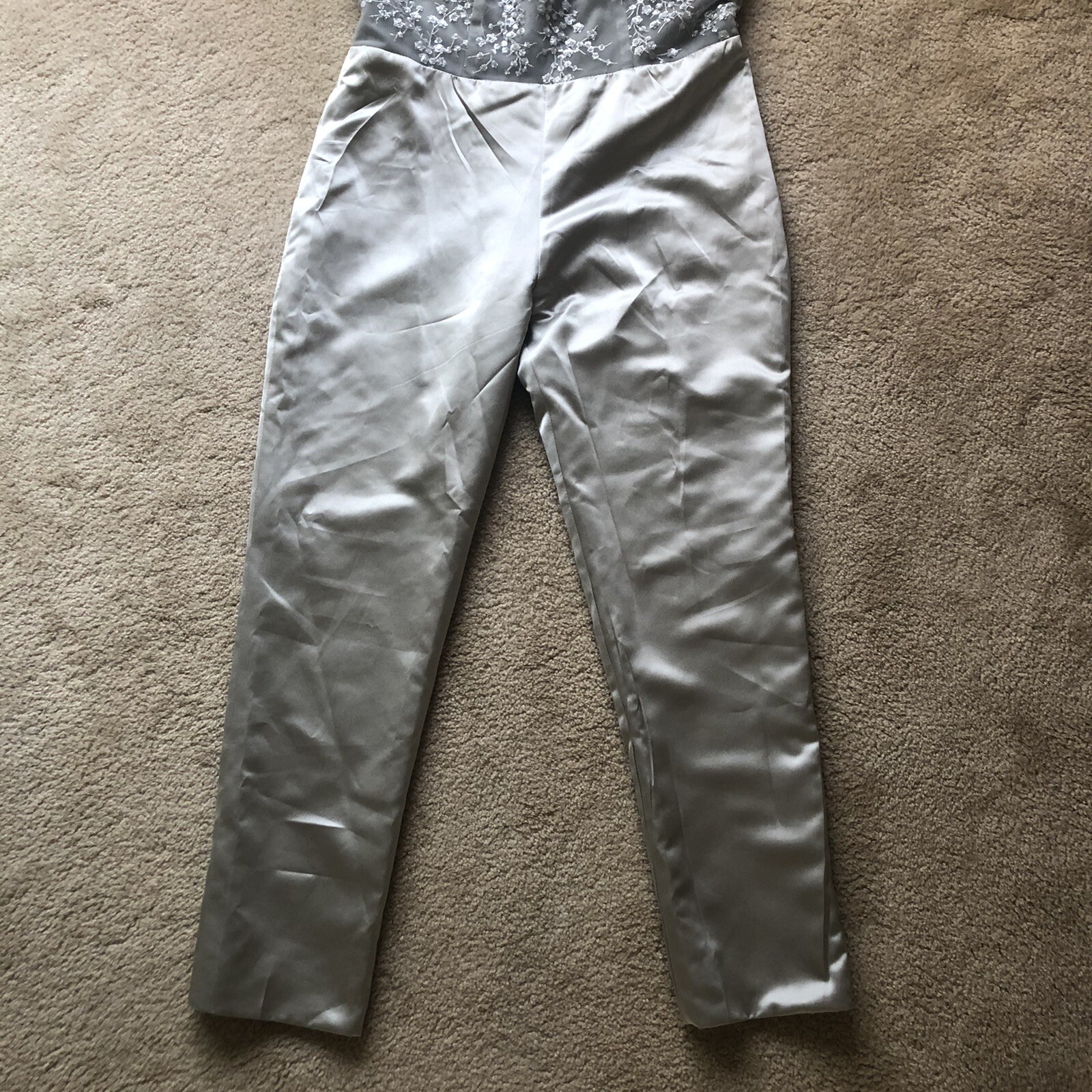 Satin Lace Gray One Piece Sequence Strapless Lined We… - Gem