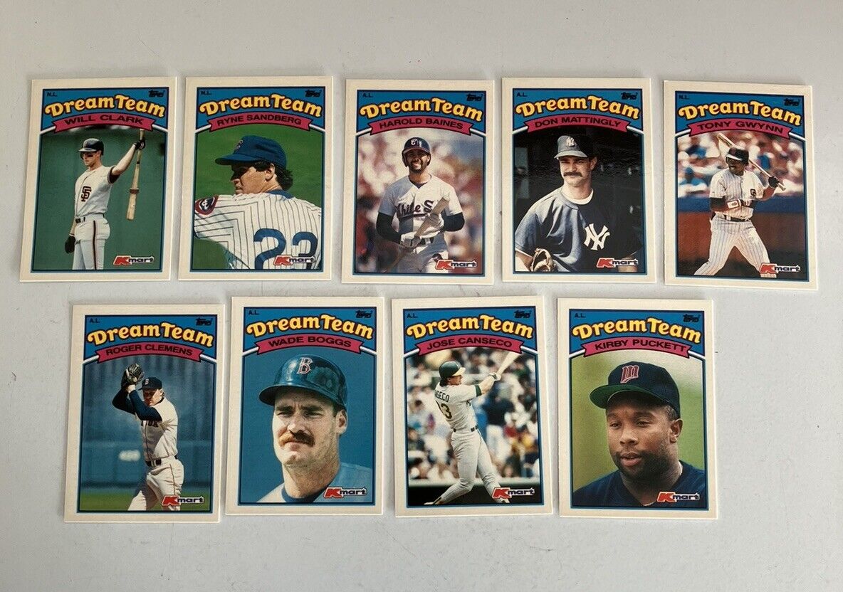 1989 Topps Dream Team Baseball Card lot of 9. Mattingly, Clemons ...