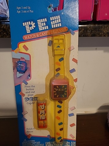 PEZ Watch & Candy Dispenser Vintage 1994 Pink Yellow Retro Toys | eBay