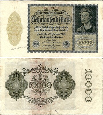 Reichsbanknote 10000 Mark 1922 Berlin Reichsbank DEU-78c Ro.69c P-72(2 ...
