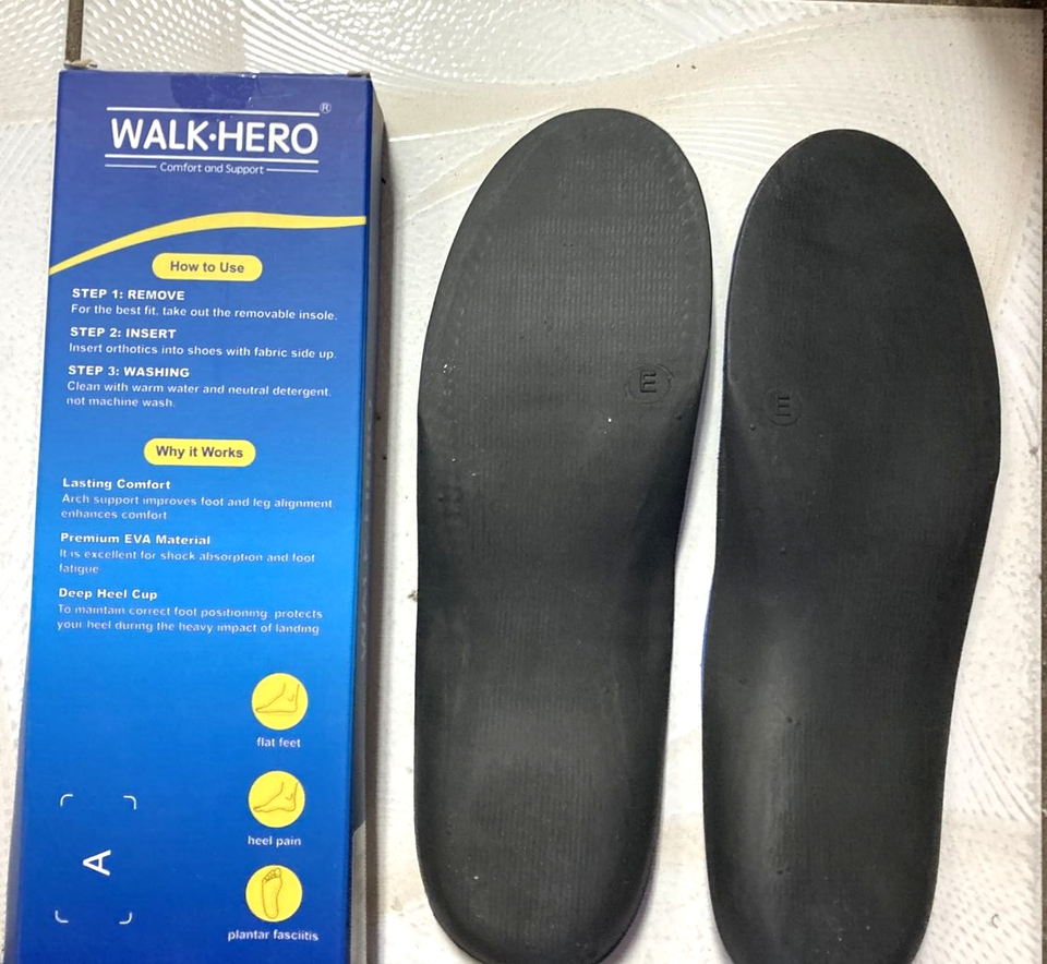 WALK HERO - NEW - MEN'S 8 - 8.5 - GRAY MEDICAL ORTHOTIC INSOLES - DEEP ...