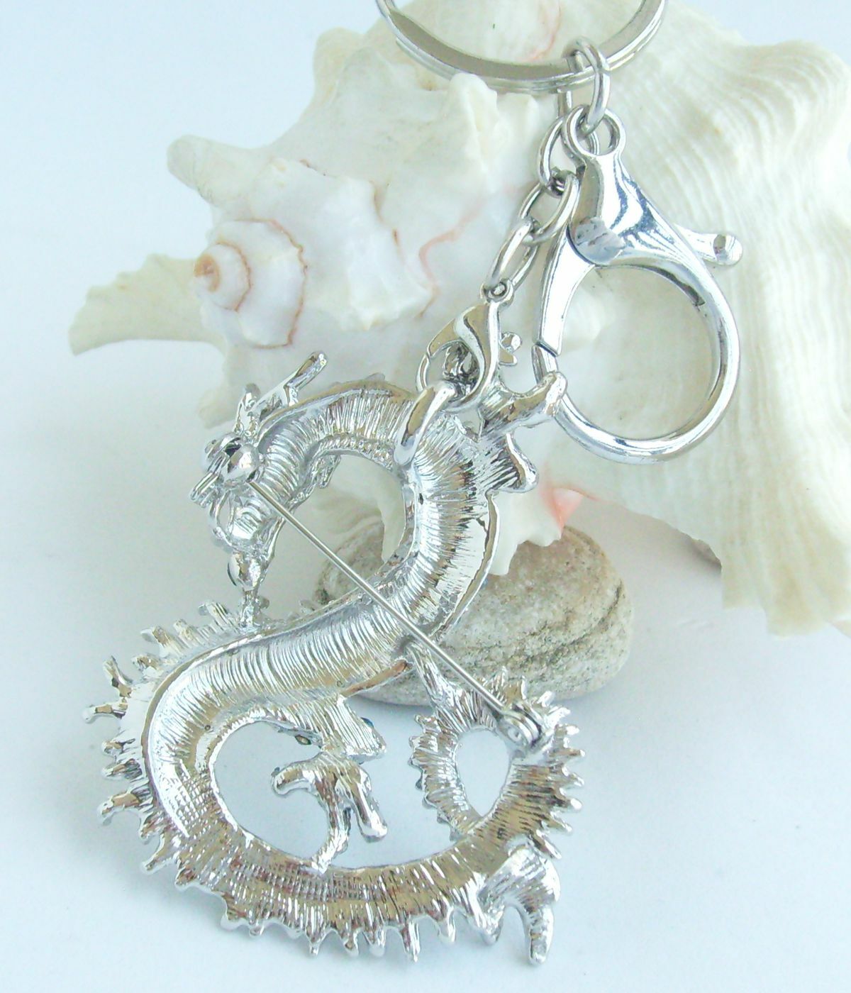 2.36" Unique Chinese Dragon Keychain Pendant Rhinestone Crystal KP02980 ...