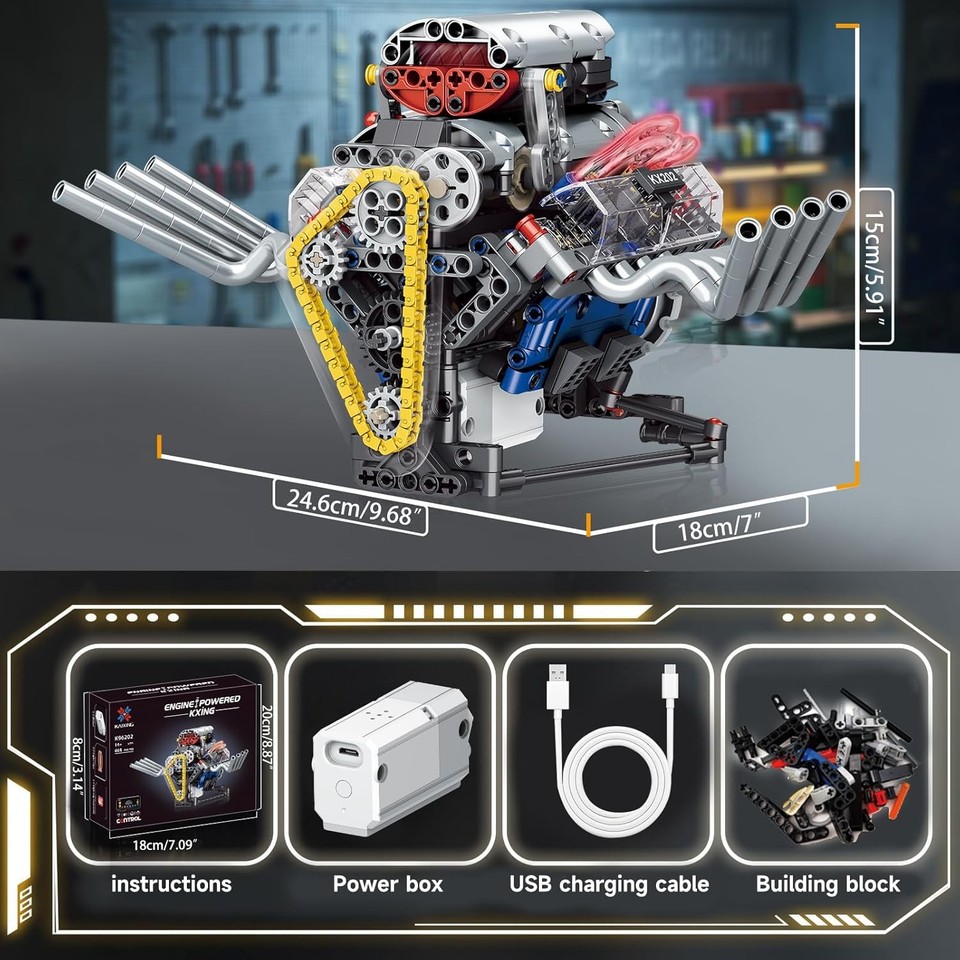 V8 Engine Building Set,Build Your Own Mini Engine That Works, Physical ...