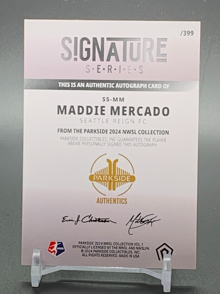 2024 Parkside NWSL Signature SS-MM MADDIE MERCADO Seattle Reign FC Auto ...