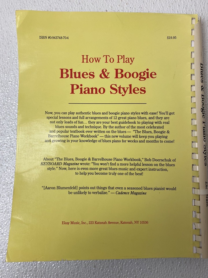 How to Play Blues and Boogie Piano Styles by Aaron Blumenfeld (1995 ...