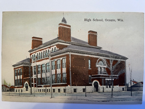 Oconto, Wisconsin - High School - vintage postcard | eBay