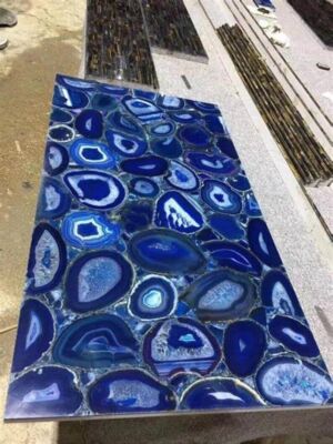 Stunning Blue Agate Stone Dining Table Top Countertop Handmade Arts ...
