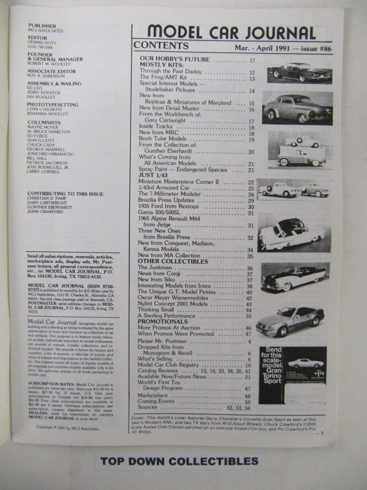 Model Car Journal Magazine April 1991 Promo Auction Prices | eBay