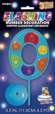 Flashing Multicolor Number 0 Cake Topper Decoration Birthday Party ...