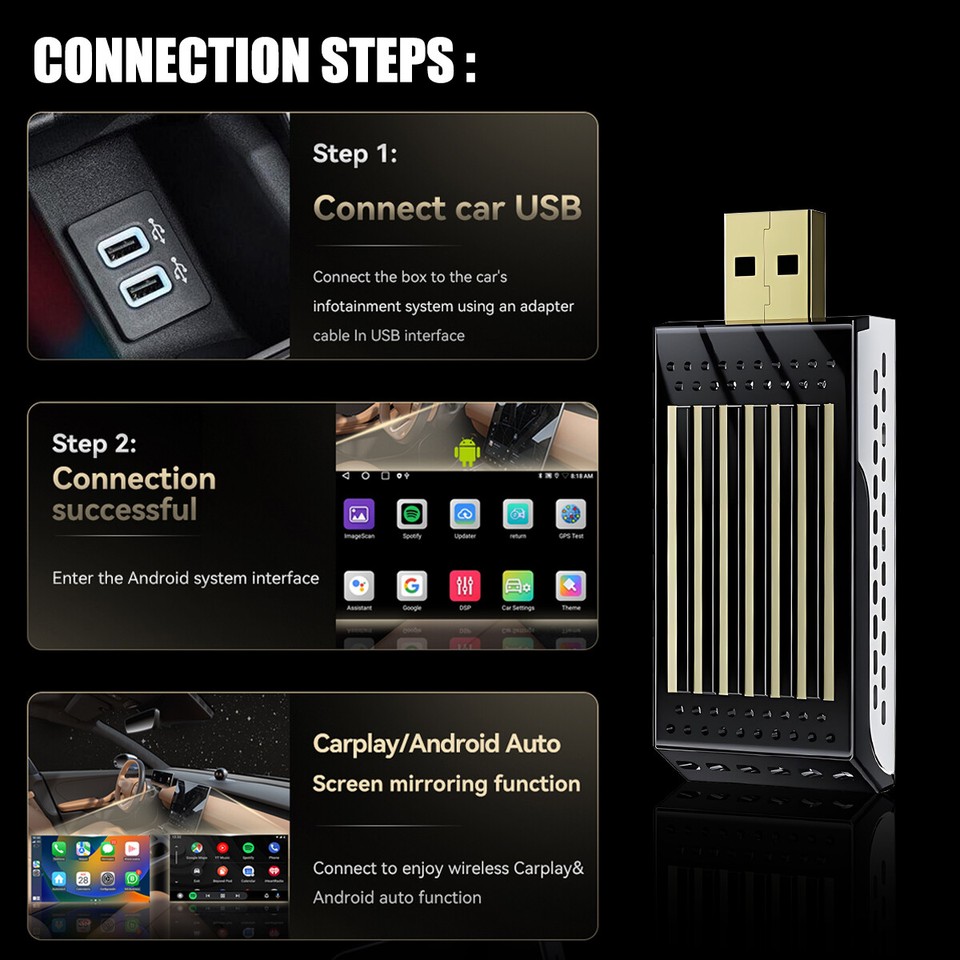 Wireless CarPlay Android Auto Adapter w/Netflix YouTube WiFi 6 Plug ...
