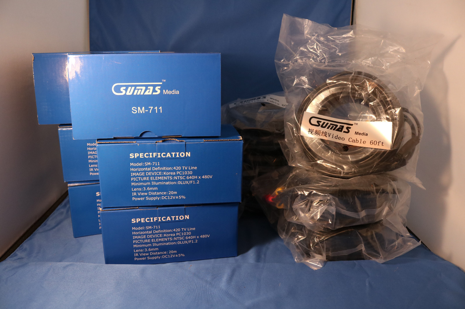 SUMAS MEDIA SM-711 640x480 surveillance cameras 6 Pack w/ Cables | eBay