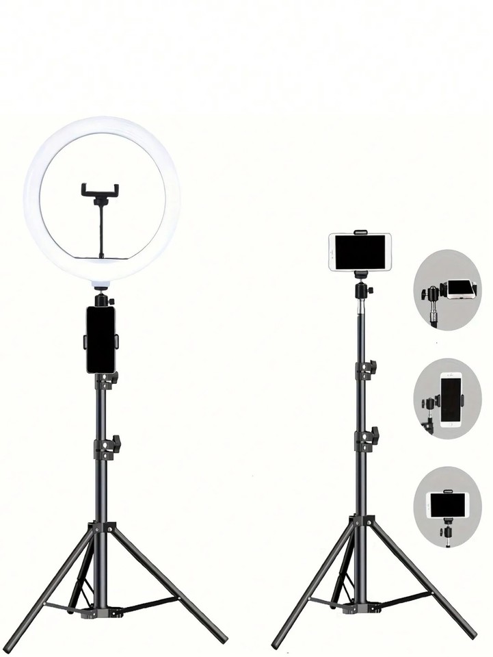 110Cm Tripod Stand +O-Clamp with 10-Inch Live Stream Ring Light, Selfie ...