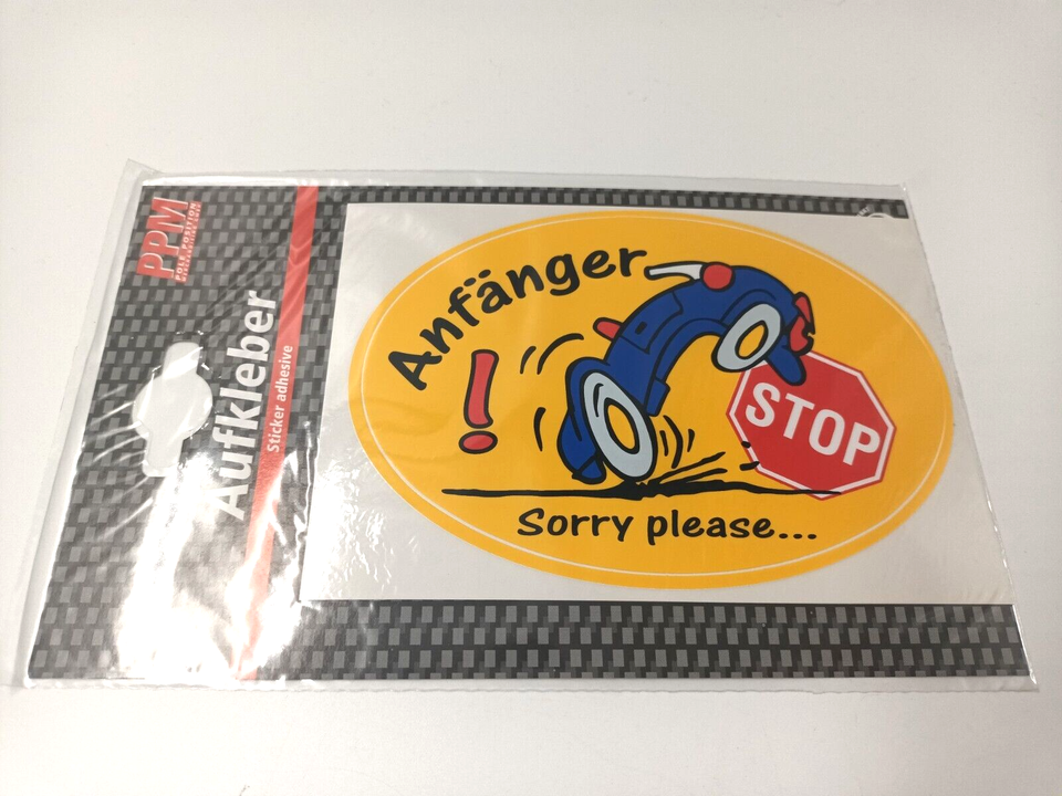 10x Aufkleber Sticker Anfänger Sorry please Auto PKW ca 13cm x 8,5cm | eBay
