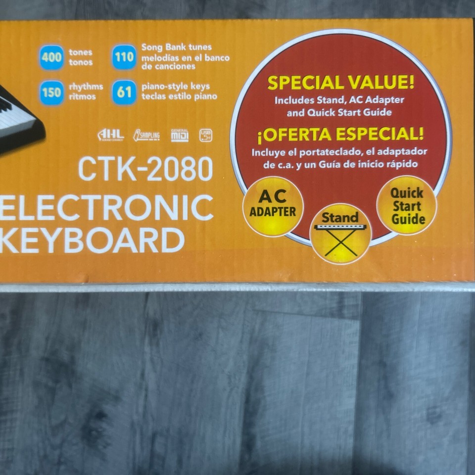 Casio CTK-2080 Electronic KEYBOARD w/ Stand & Guide - 61 Piano-Style ...