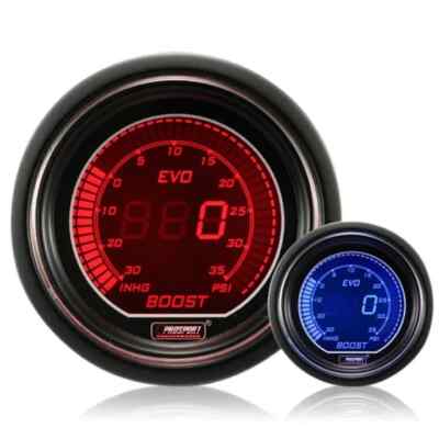 GENUINE Prosport 52mm Evo Blue / Red Display LCD Digital Turbo Boost ...
