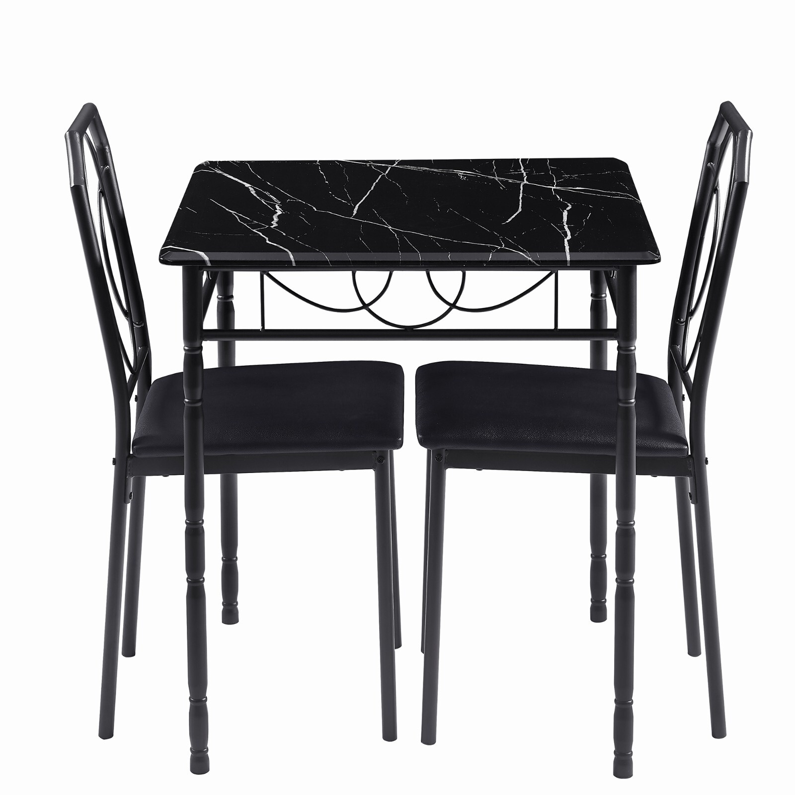 3 Pieces Dining Table Set 2 Chair Kitchen Breakfast Square Table Space ...