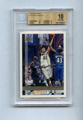 TIM DUNCAN 1997-98 TOPPS #115 Rookie BGS 10 Pristine - Pop 6 - Low pop ...