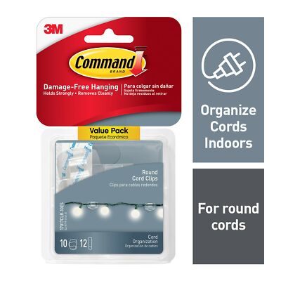 Command Clear Round Cord Clips, Value Pack, 17017CLR-10ES, 10 Clips ...