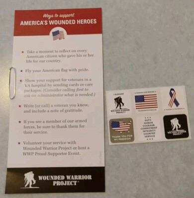 6 Wounded Warrior Project 1 x 1" Sticker Set Freedom Duty Black Logo ...