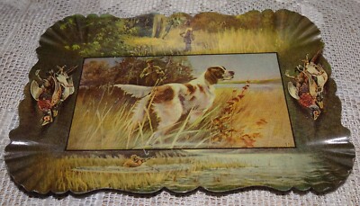 Antique DETROIT Tin Litho Advertising Tip Tray Hunting Scenes Pointer ...