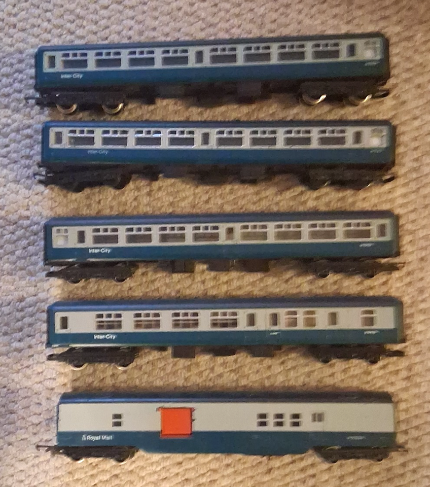 Rake of 5 Hornby BR Inter-City Blue Coaches - 4 x Mk2 plus Tri-ang ...