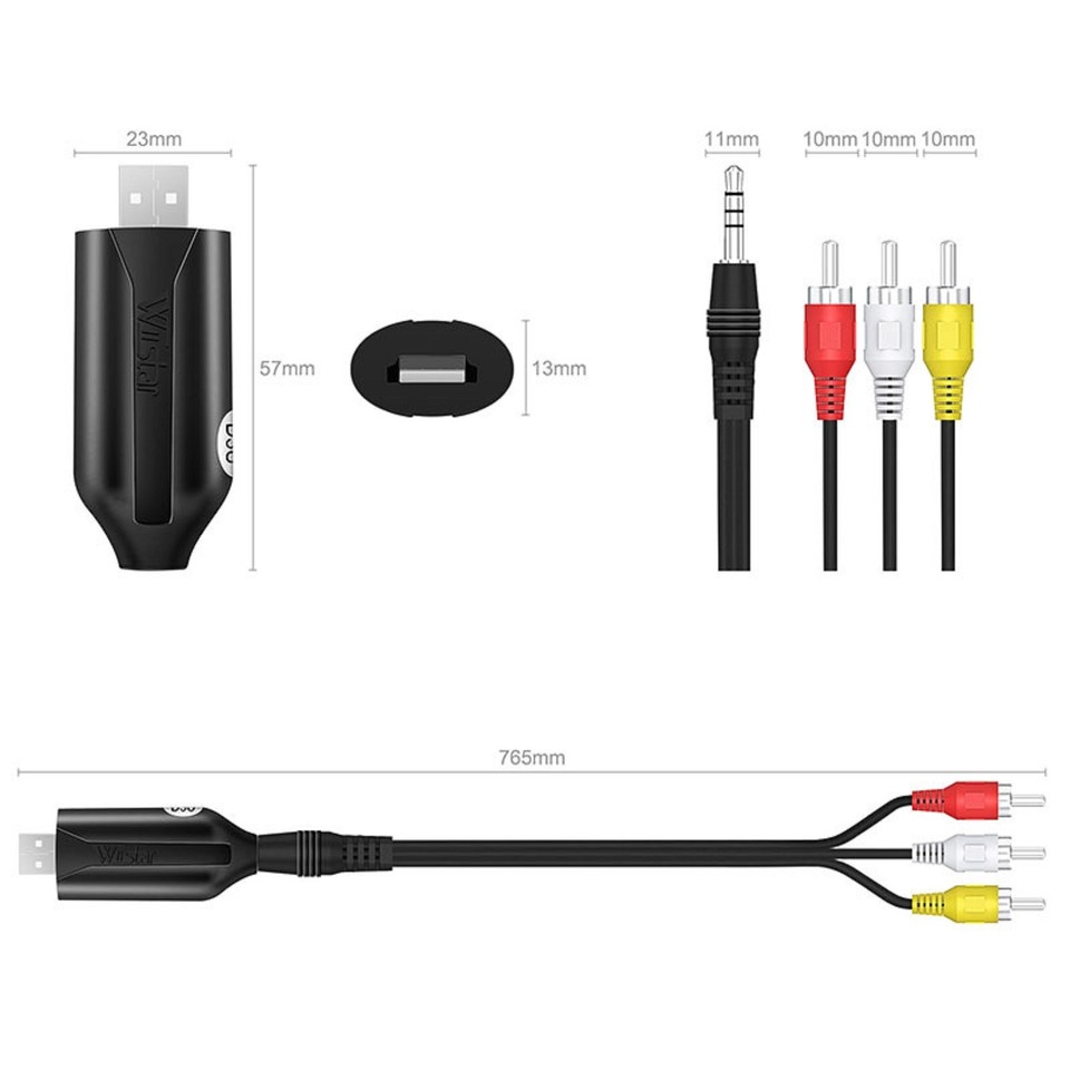 USB 2.0 VHS Male To DVD Converter Video Capture To RCA Extension Cable ...