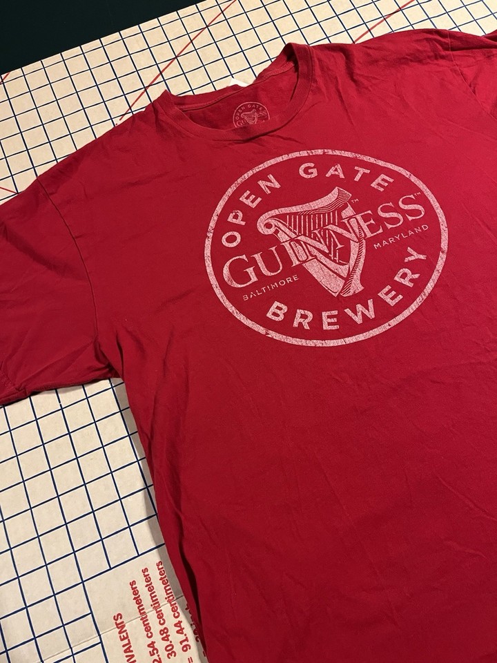 NEW Guinness Open Gate Brewery Logo Red T-Shirt LARGE Beer Lager ...