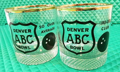 Vintage ABC Bowl Denver Co. Glass Set (2) Scarce!! BOWLING | eBay
