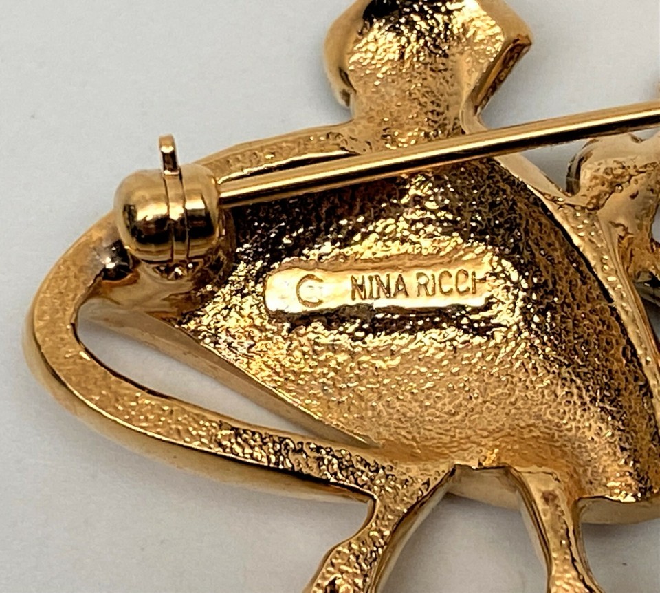 Vintage Nina Ricci Enamel & Rhinestone Flower Girl Pin Brooch | eBay