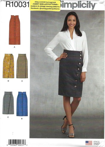 Simplicity R10031 High Waisted Button Front or Wrap Skirt Sz 6-14 UNCUT ...