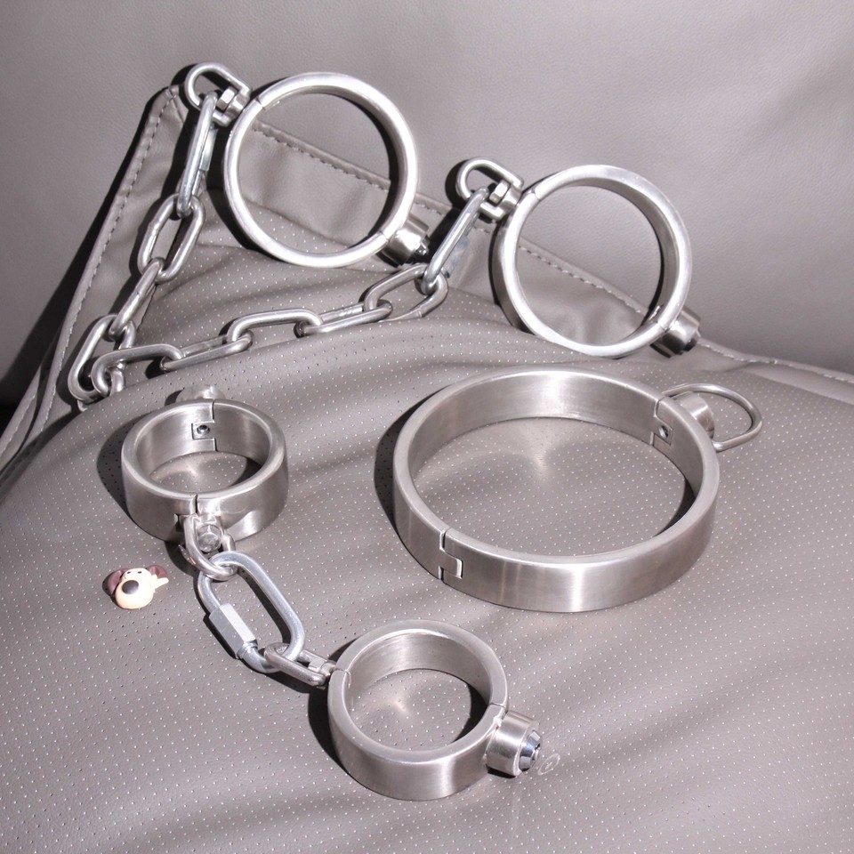 Heavy Duty Neck Collar Handcuffs Ankle Cuffs Detachable Restraint Slave ...