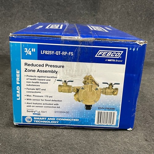 Febco LF825Y 3/4" Bronze Reduced Pressure Zone Backflow Preventer ...
