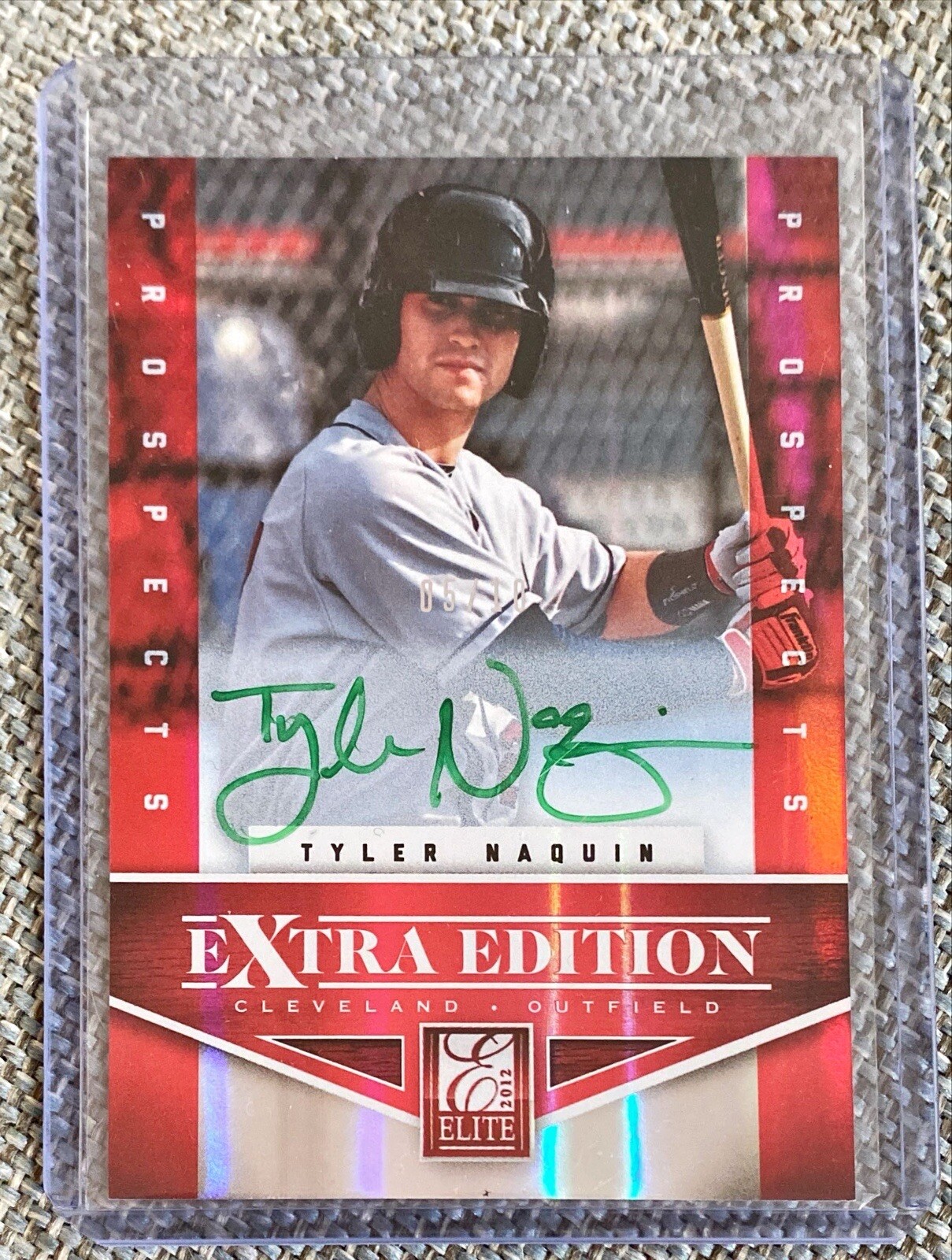 2012 Elite Extra Edition Prospects Green Ink Auto Tyler Naquin #110 05/ ...