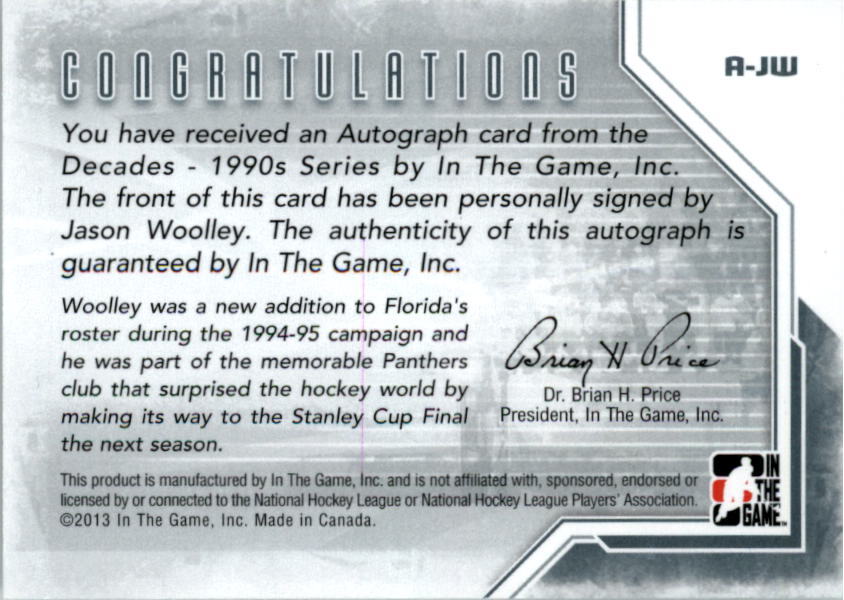 2013-14 ITG Decades 1990s Autographs #AJW Jason Woolley Auto | eBay