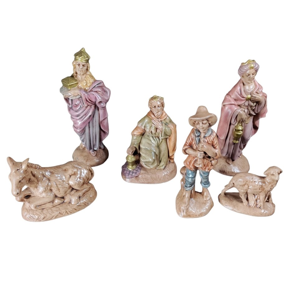 Atlantic Mold 1978 Nativity Scene Ceramic Christmas Figures Holiday 6pc ...