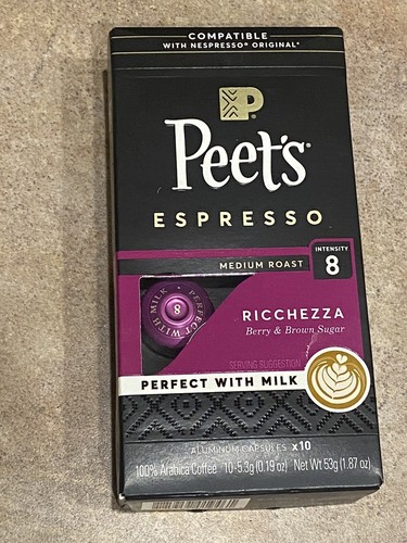Peet's Coffee Espresso Capsules Ricchezza, Intensity 8, 10 Count Single ...
