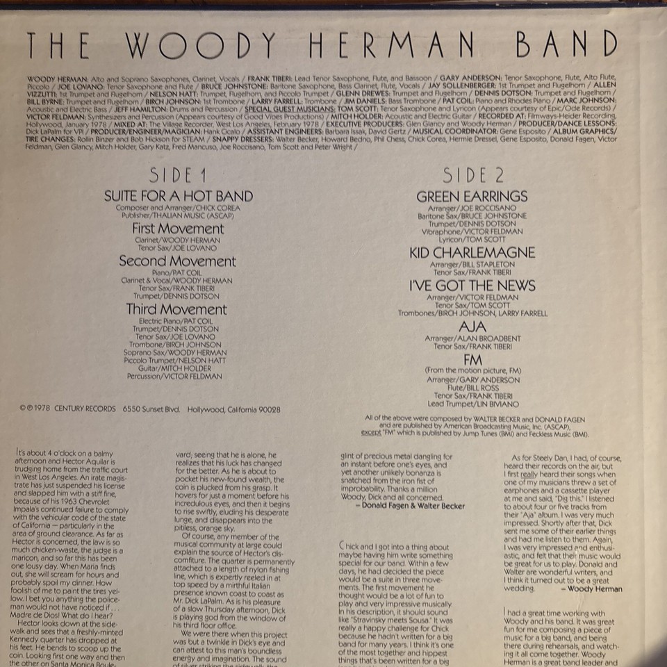 Woody Herman Band w/ Chick, Donald, Walter & Woodrow Vinyl CR-1110 Jazz ...