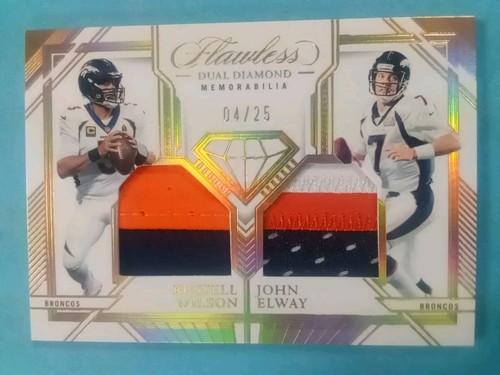 2023 Flawless Russell Wilson John Elway THREE Clr Dual Diamond Jersey ...