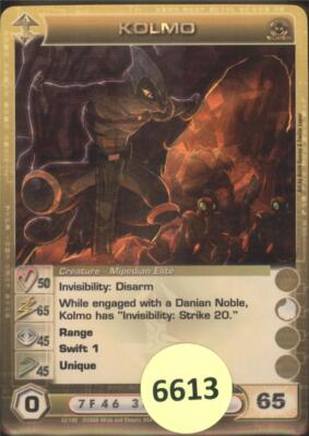 (6613*) KOLMO 50/65/45/45/65 Super Rare Foil Chaotic Card - Unused Code ...