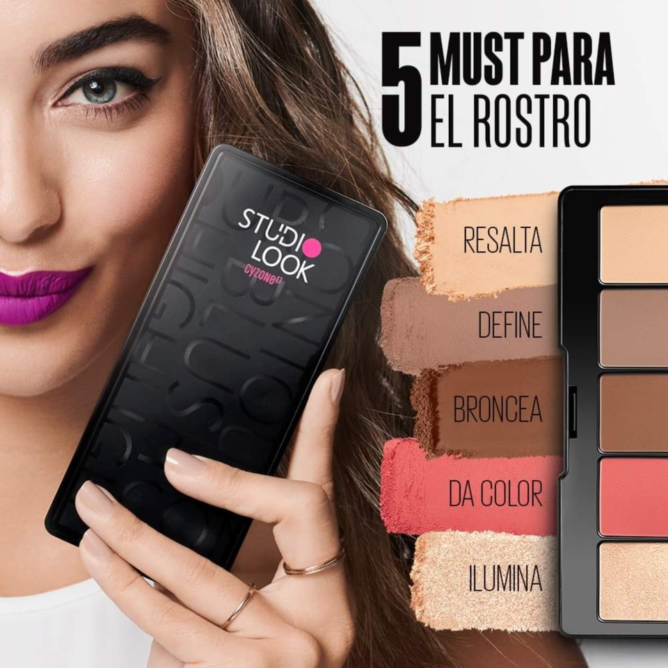 Cyzone STUDIO LOOK 5-IN-1 Pallete Contours Defines Bronzes Colors ...