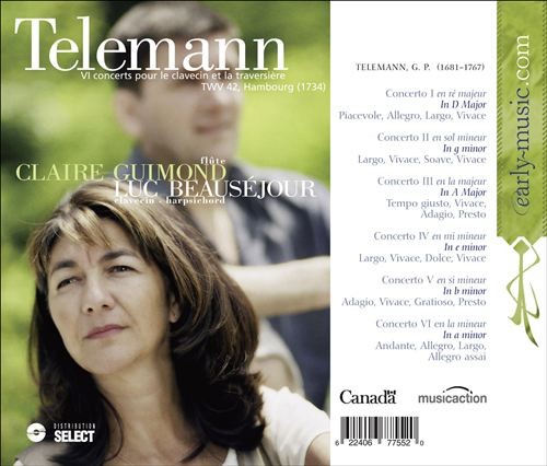 CLAIRE GUIMOND / LUC BEAUSEJOUR TELEMANN: SIX CONCERTOS NEW CD ...