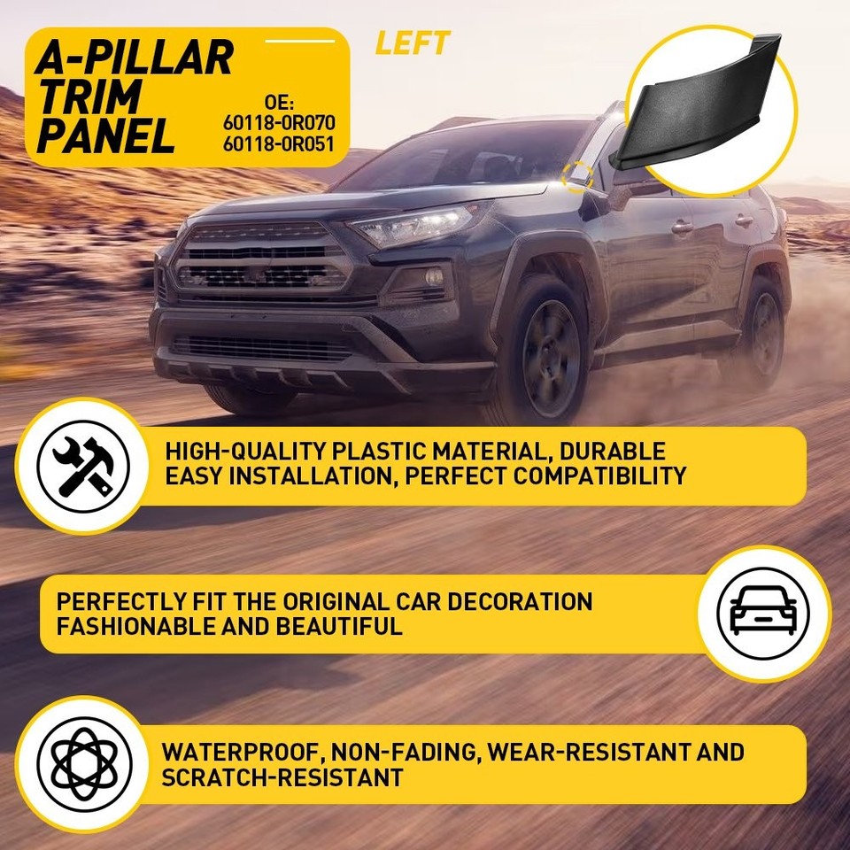 Black Fit Toyota RAV4 2.5L 2019-2023 A-pillar Trim Panel Cover Housing ...