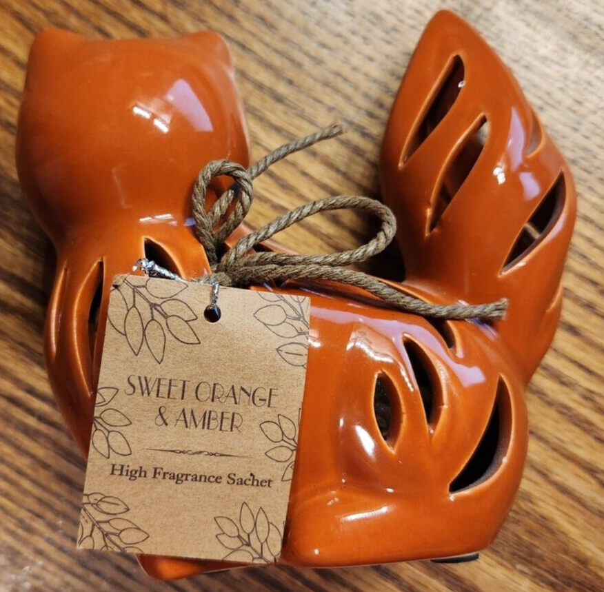Sweet Orange & Amber Fox Ceramic Potpourri Incense Statue Figurine ...