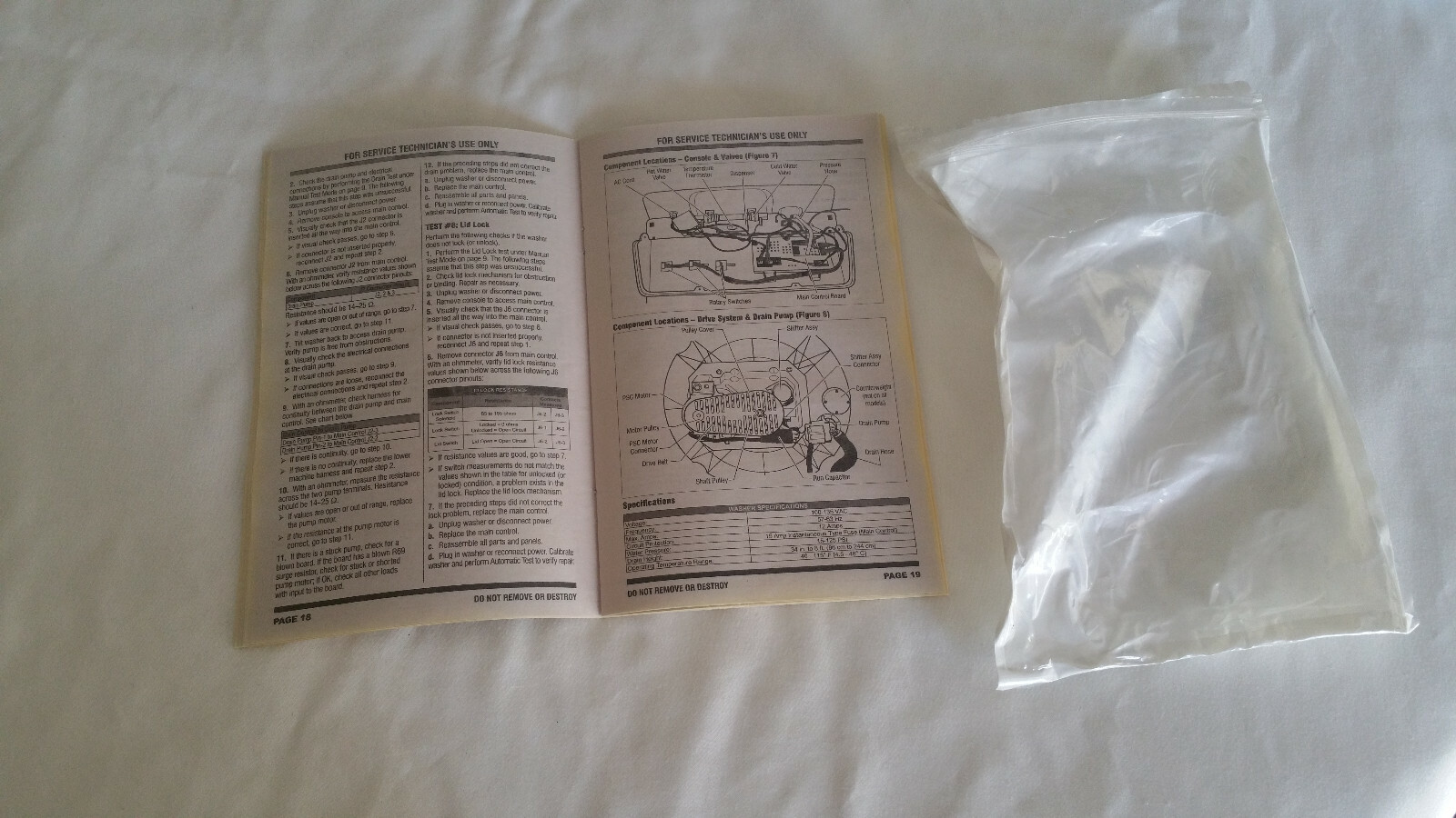 NEW Whirlpool Washer Installation /Owners Manual /Technical Data Sheet ...