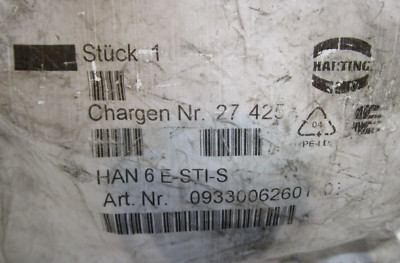 NEW HARTING HAN-6E-STI-S CONNECTOR INSERT MALE SEALED BAG | eBay