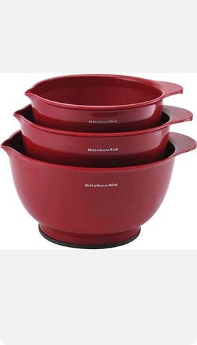 Kitchenaid Universal Set of 3 Plastic Mixing Bowls in Red | eBay
