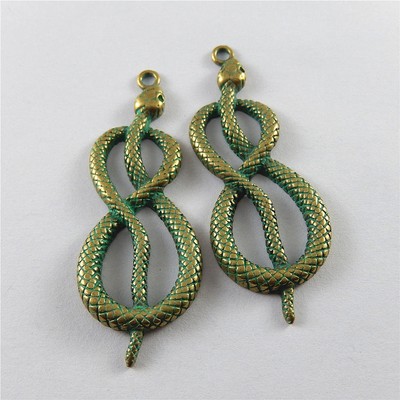 Lot 5 PCS Retro Style Bronze Alloy Snake Shape Crafts Charms Necklace ...