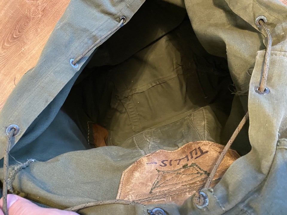 Vintage Army Rucksack Type 1 Green Canvas Framed Backpack Soft Leather ...